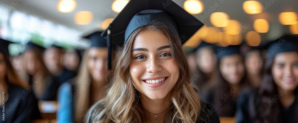 Beautiful Blonde Woman Wearing Graduation Cap, HD background ...