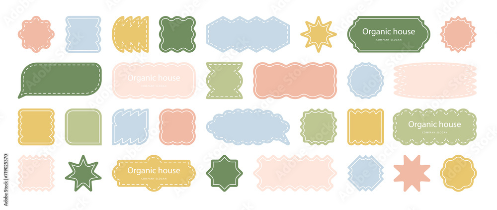 Set of geometric sticker badges vector. Organic banner collection of ...