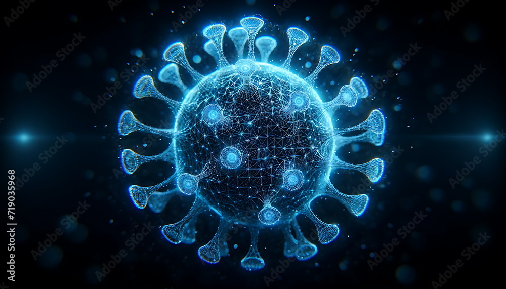 Digital illustration concept art of wire-frame glowing virus Stock ...