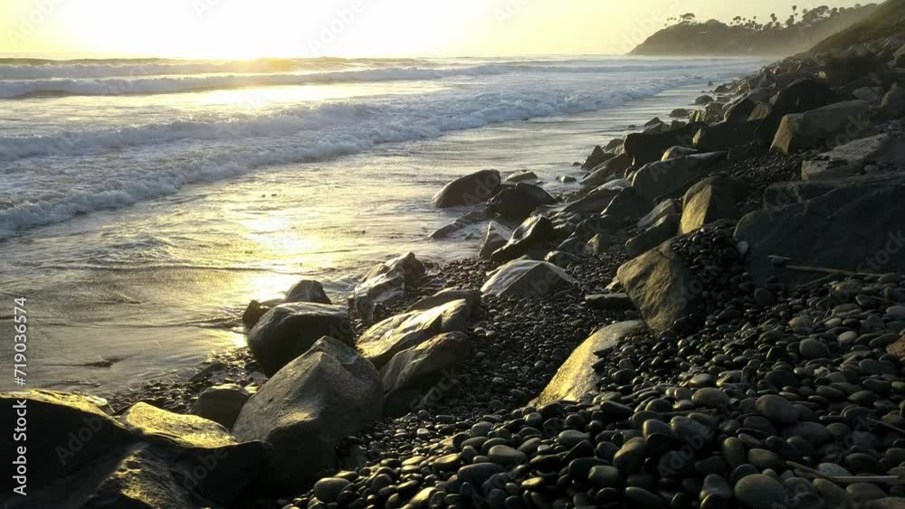 Swamis Melted Rocks at sunset - Erosion control granite quarry rock ...
