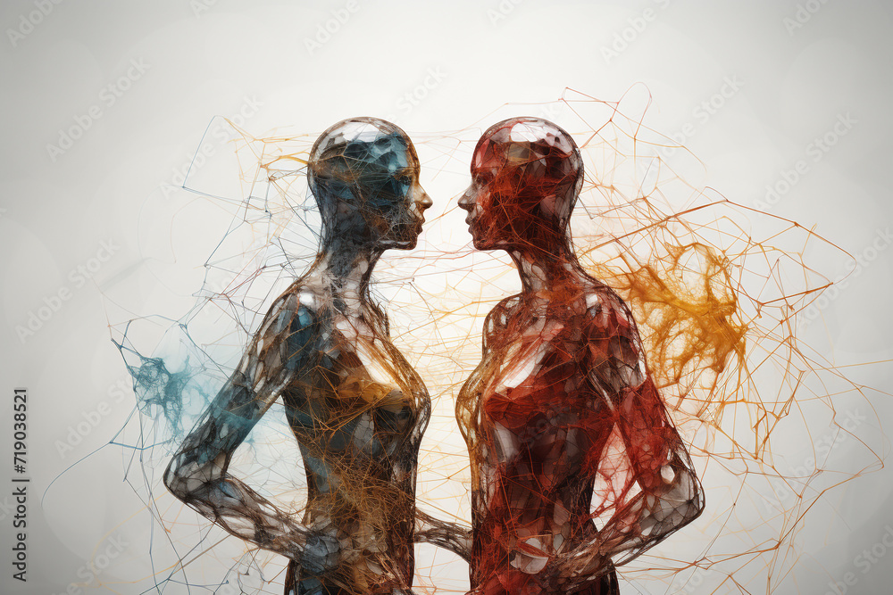 Sci-fi, communication, states of mind concept. Abstract and surreal ...