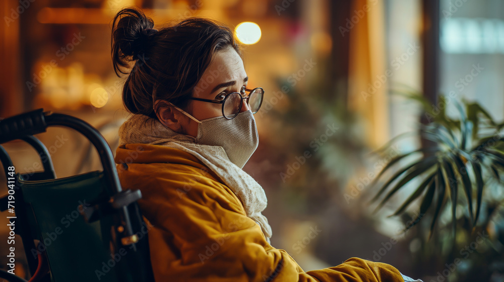 People who feel sick, sit in a wheelchair, wear a mask or ventilator ...