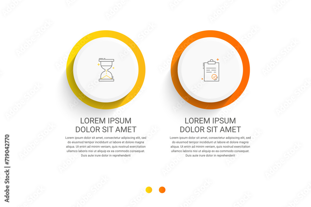 Timeline vector infographic design with two icons and circles. Circular ...