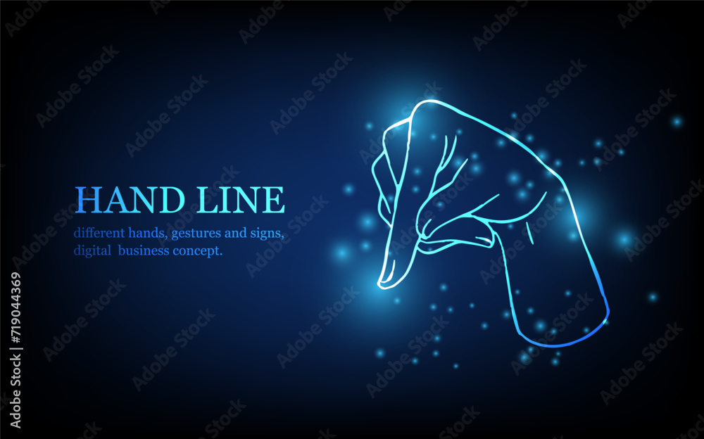 Human hand line, different hands, gestures and signs, digital business ...