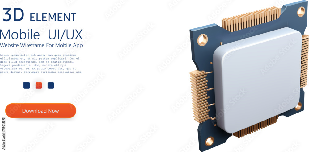 Isometric Computer Chip Heat Sink. 3D a CPU cooler with heat pipes ...