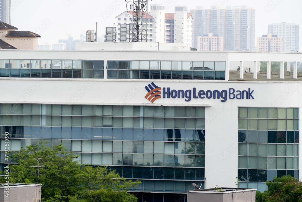 PENANG, MALAYSIA - APR 23, 2023: Hong Leong Bank branch in Penang. Hong ...