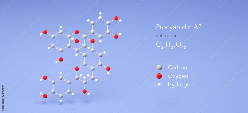 procyanidin a2 molecule, molecular structures, antioxidant, 3d model ...