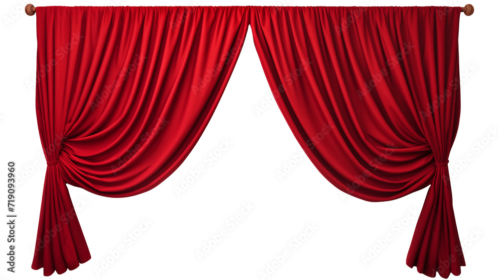 Red theater curtain cut out. Red curtain on transparent background ...