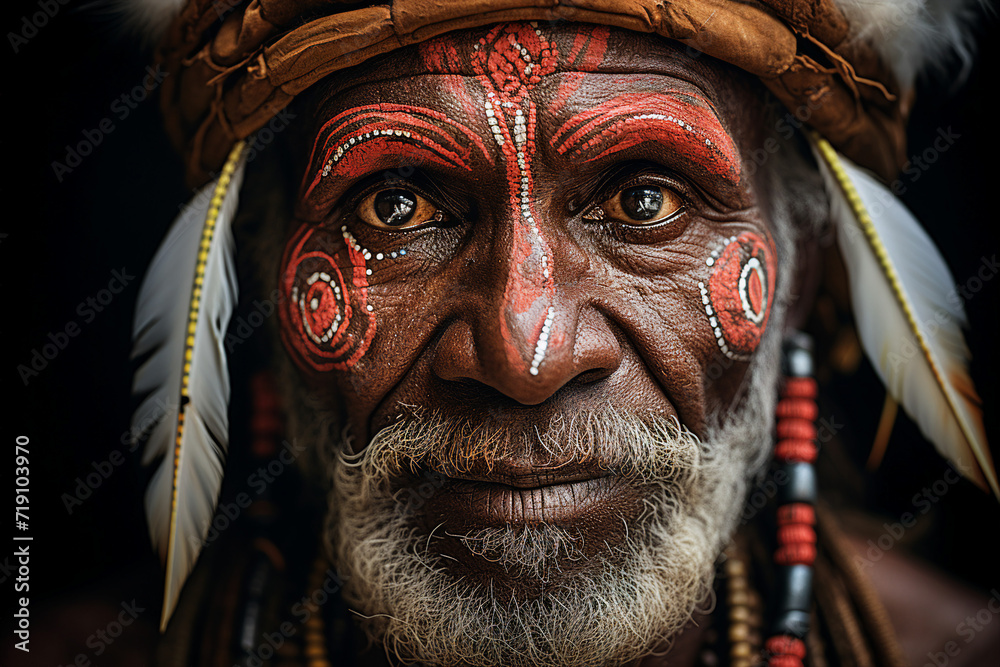 Generative AI close up photo of confident man native african tribe ...