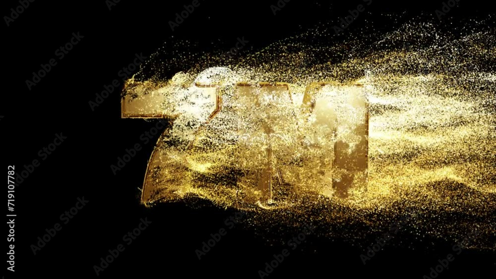7M realistic 3d gold text with particle dust effect on black background ...