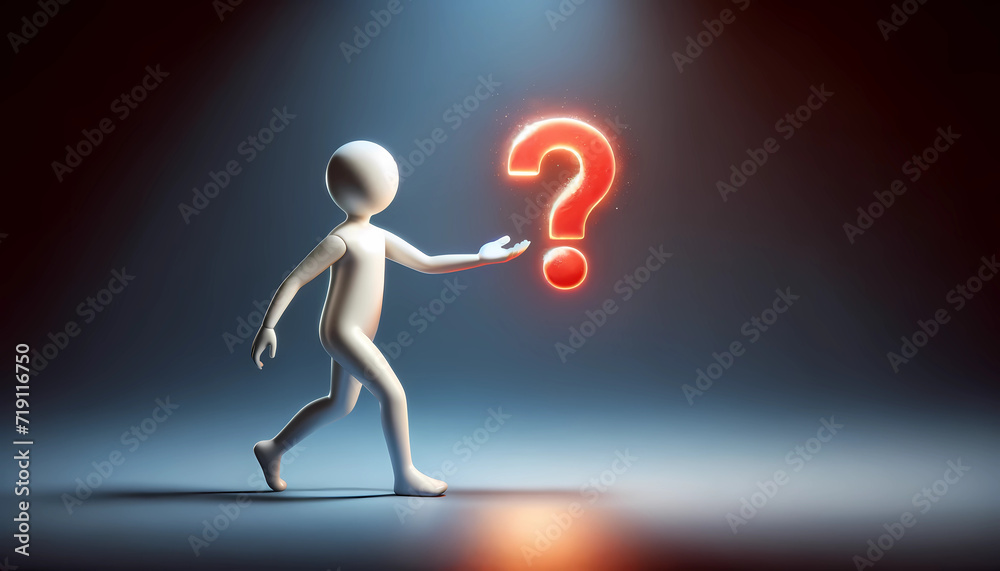 Question Mark and Humanoid Figure - Conceptual and Abstract Art, 3d ...