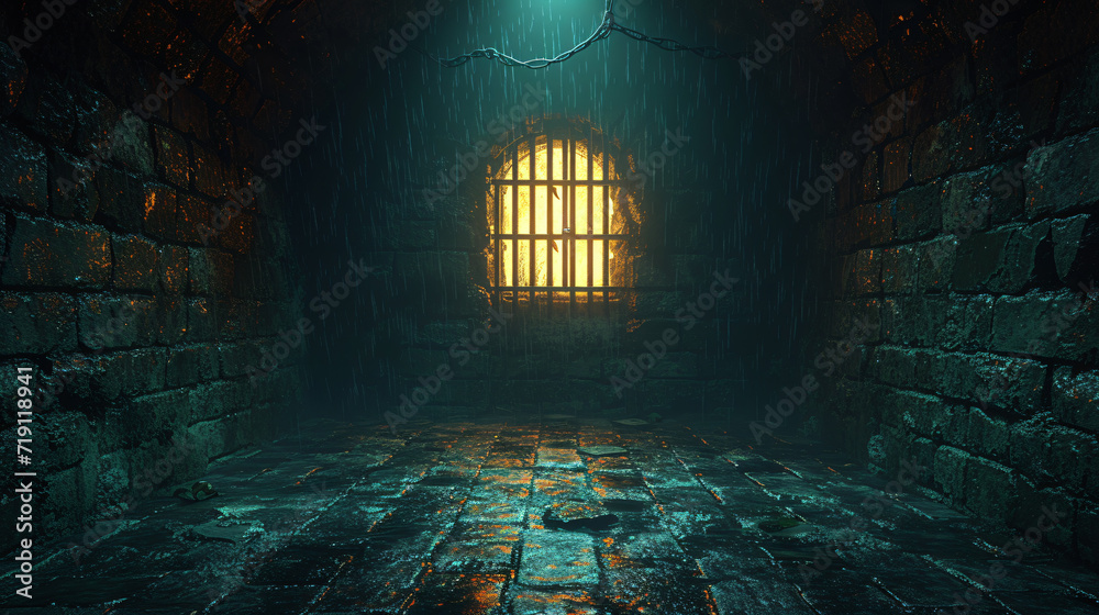 Underground old medieval dungeon jail cells, fantasy aventure tabletop ...