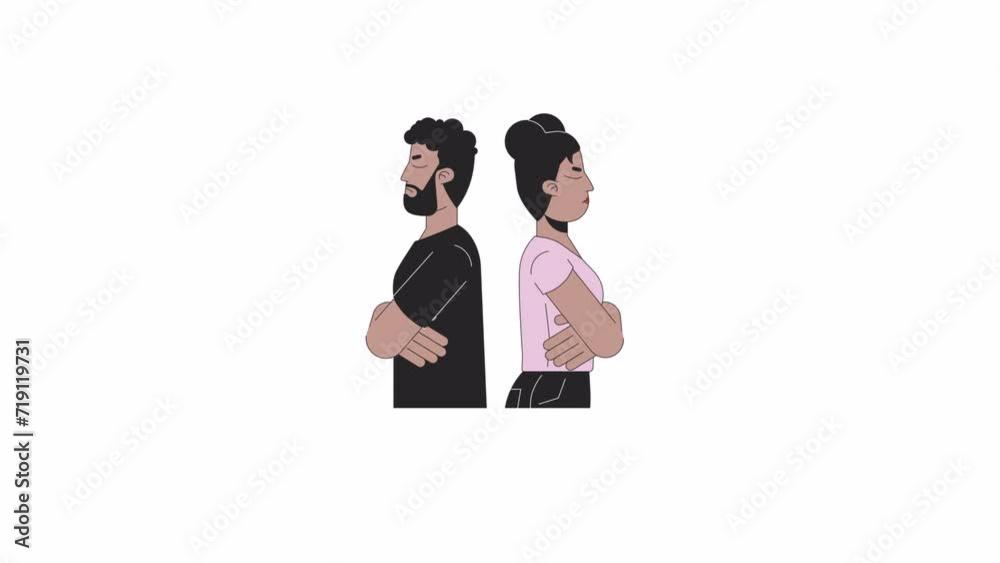 African american heterosexual couple disagree line 2D characters ...