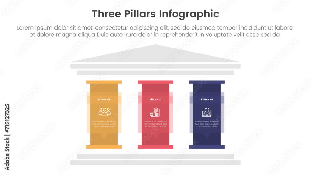 Poster three pillars framework with ancient classic construction ...