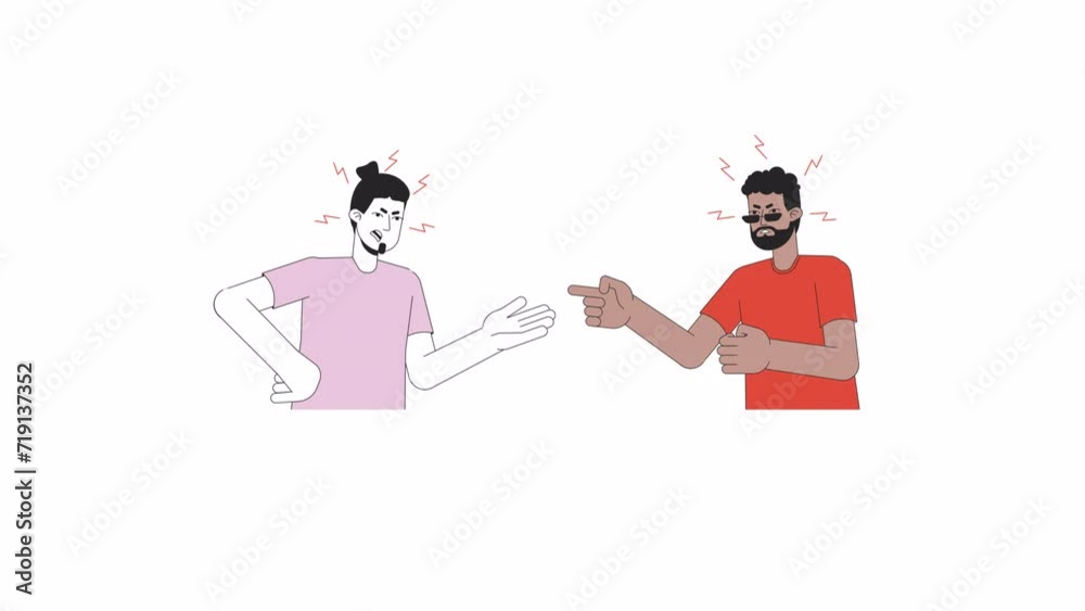 Vidéo Stock Adult men arguing scandal line 2D characters animation ...