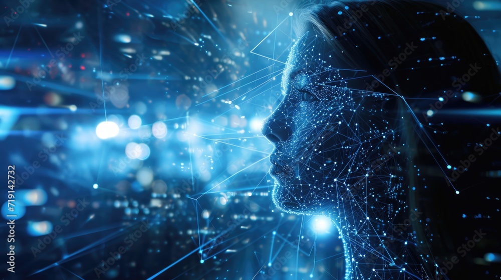 Artificial Intelligence. AI Profile Human Head Silhouette With ...