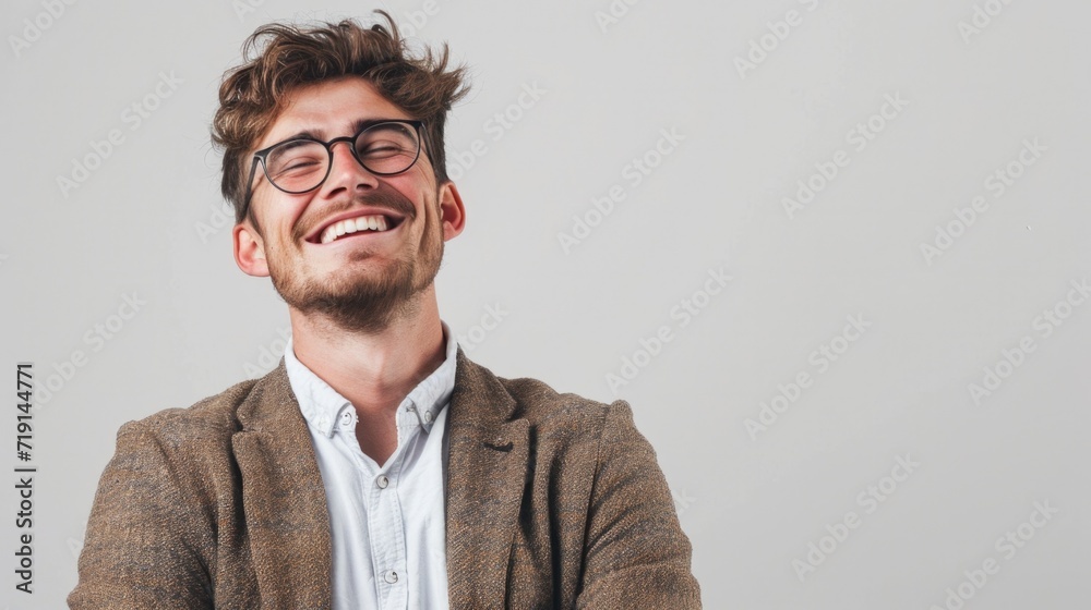 Portrait, cheering and man excited, celebration and winning with guy ...