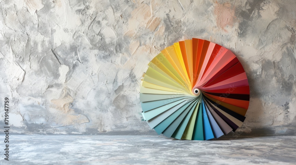 Guide color paper chart wheel on white background and pastel tone ...