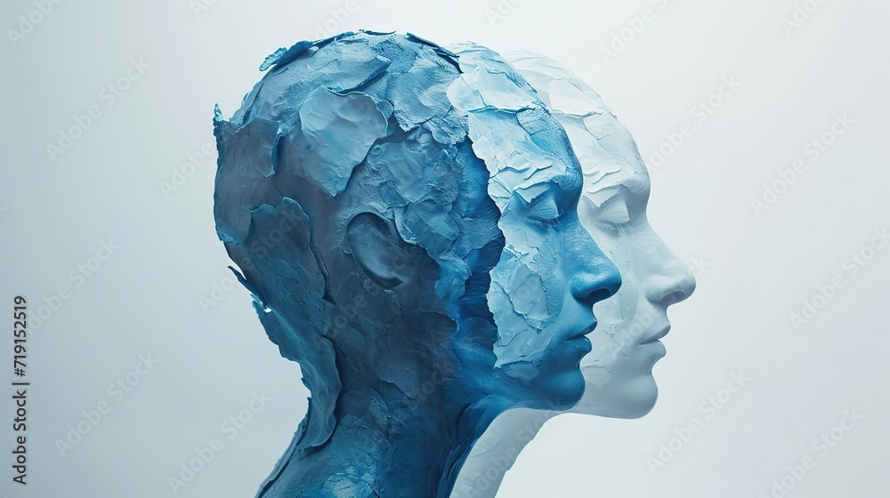Artistic representation of side Two profiles, artfully crafted with a ...