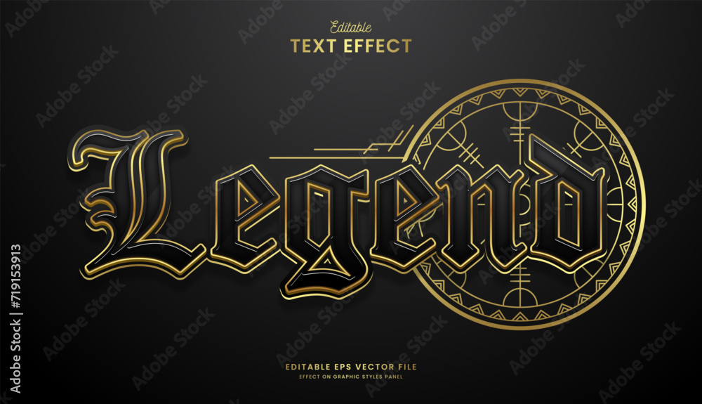 decorative editable golden nordic legend text effect vector design ...