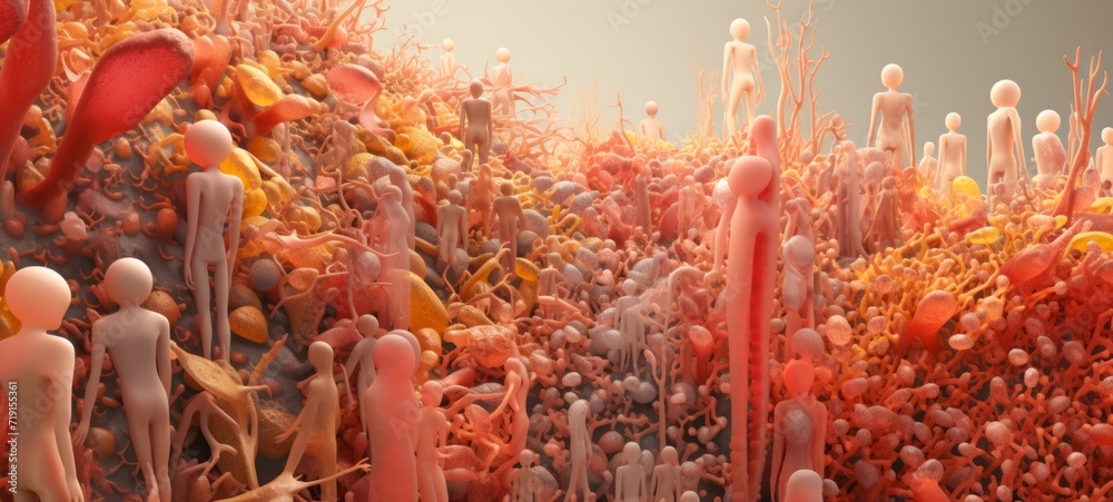 Abstract human microbiome background banner - Close up of man and ...