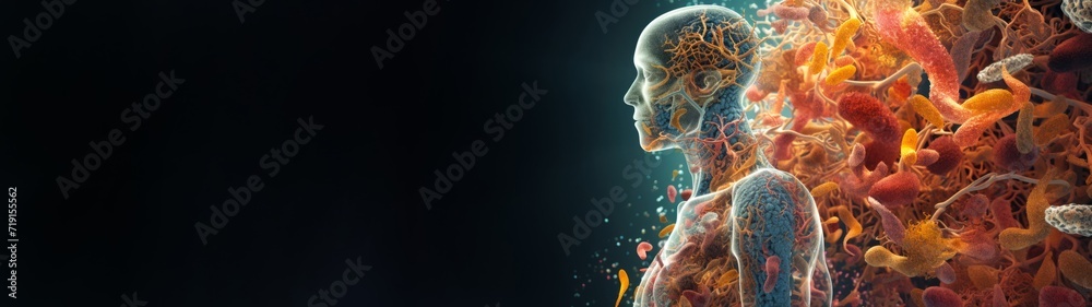 Abstract human microbiome background banner panorama long - Close up of ...