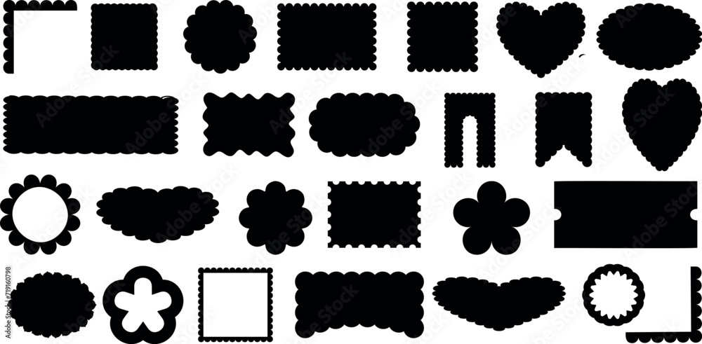 Scallop edge shapes, vector set, black silhouettes. Perfect for ...