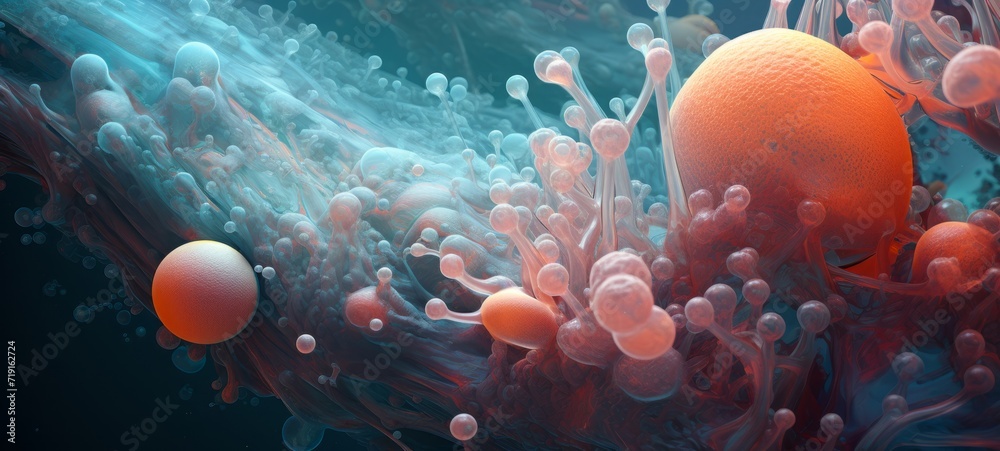 Abstract human microbiome background banner - Close up of microbes ...