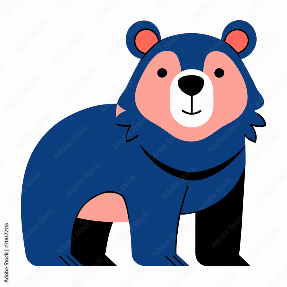 Cartoon illustration of a blue bear standing on four paws and smiling ...