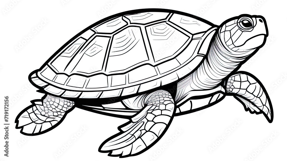 Funny turtle coloring page. turtle cartoon characters. For kids coloring book. Stock ...