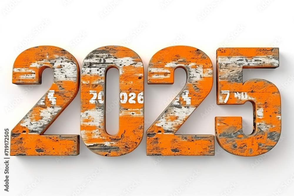 Bright and bold 2025 number on a pristine white background for ...