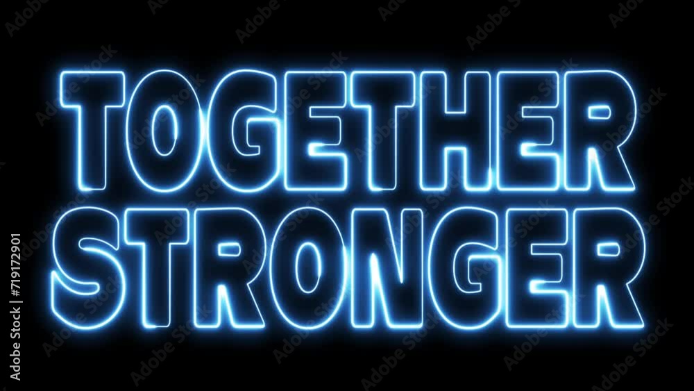 Together Stronger text font with neon light. Luminous and shimmering ...