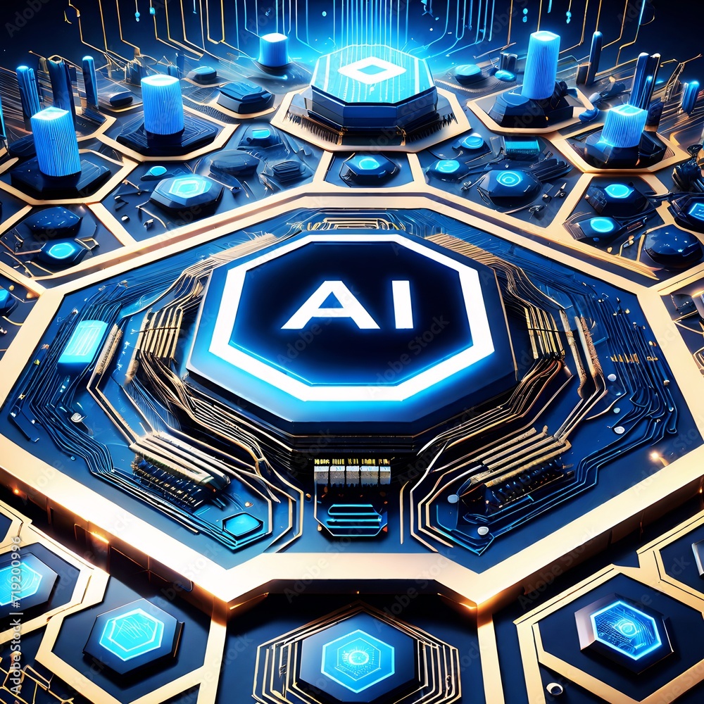 AI on Micro Chip, Artificial Intelligence For Big Data Analytics (JPG 300Dpi 6875x6875) Stock ...