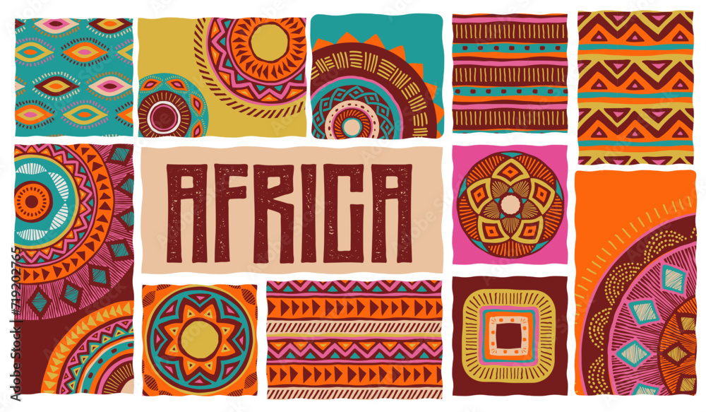 Africa patterned design. African background, banner with tribal ...