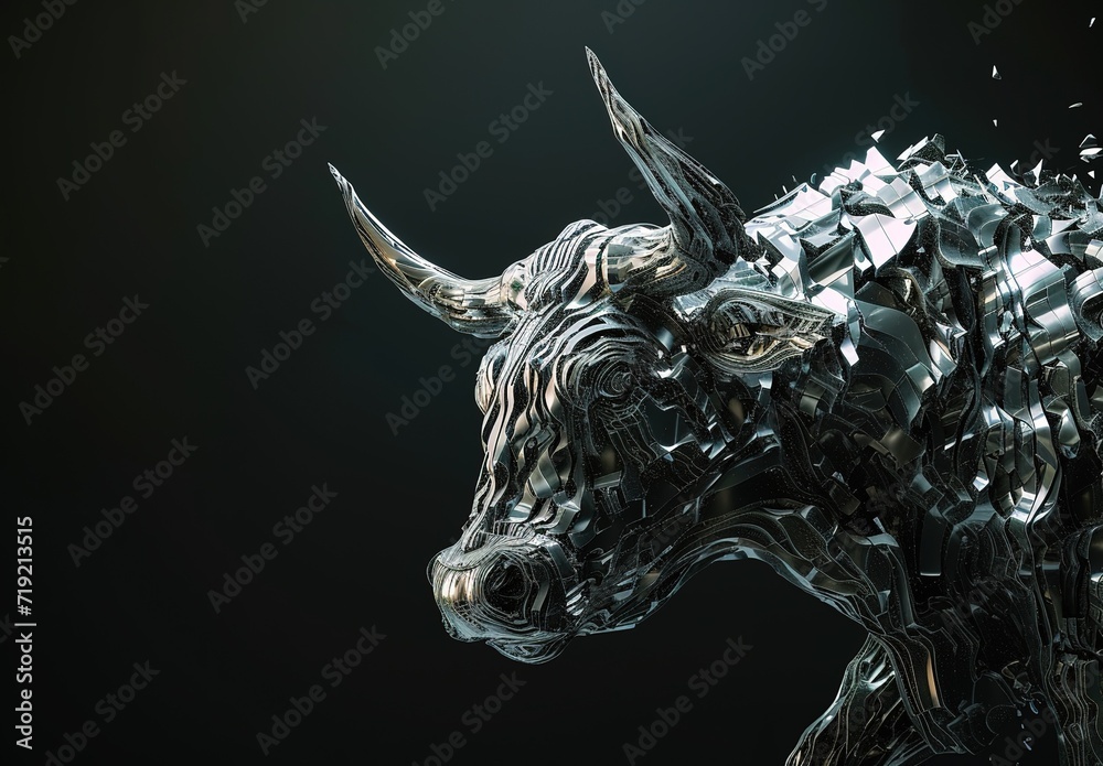 Explosion of the Golden Bull Sculpture: a dynamic digital artistic ...