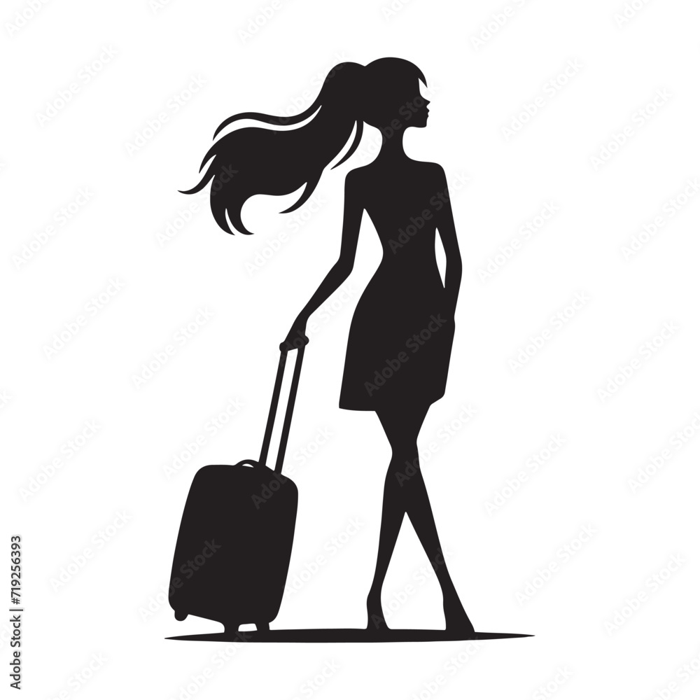Quest for Success: Person with Suitcase Silhouette Array Representing ...
