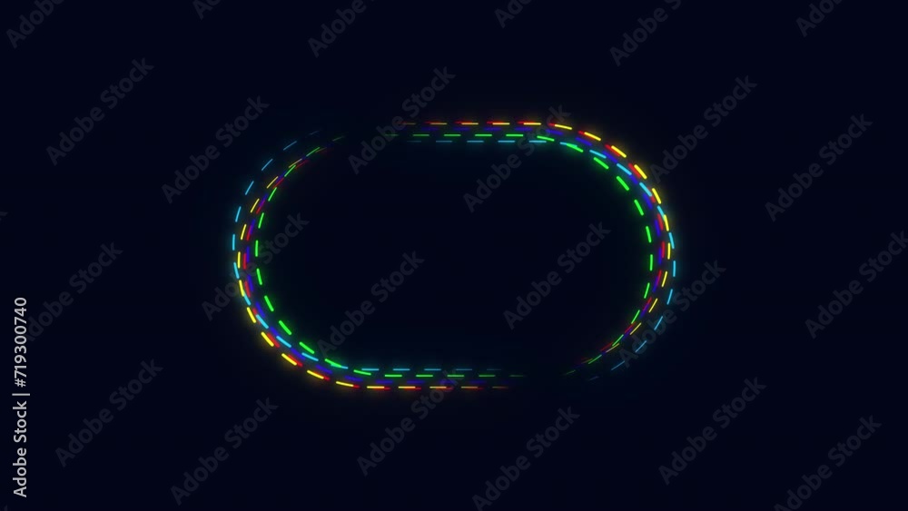 4K animation. Neon frame. Colorful neon lines draw moving. Neon style ...
