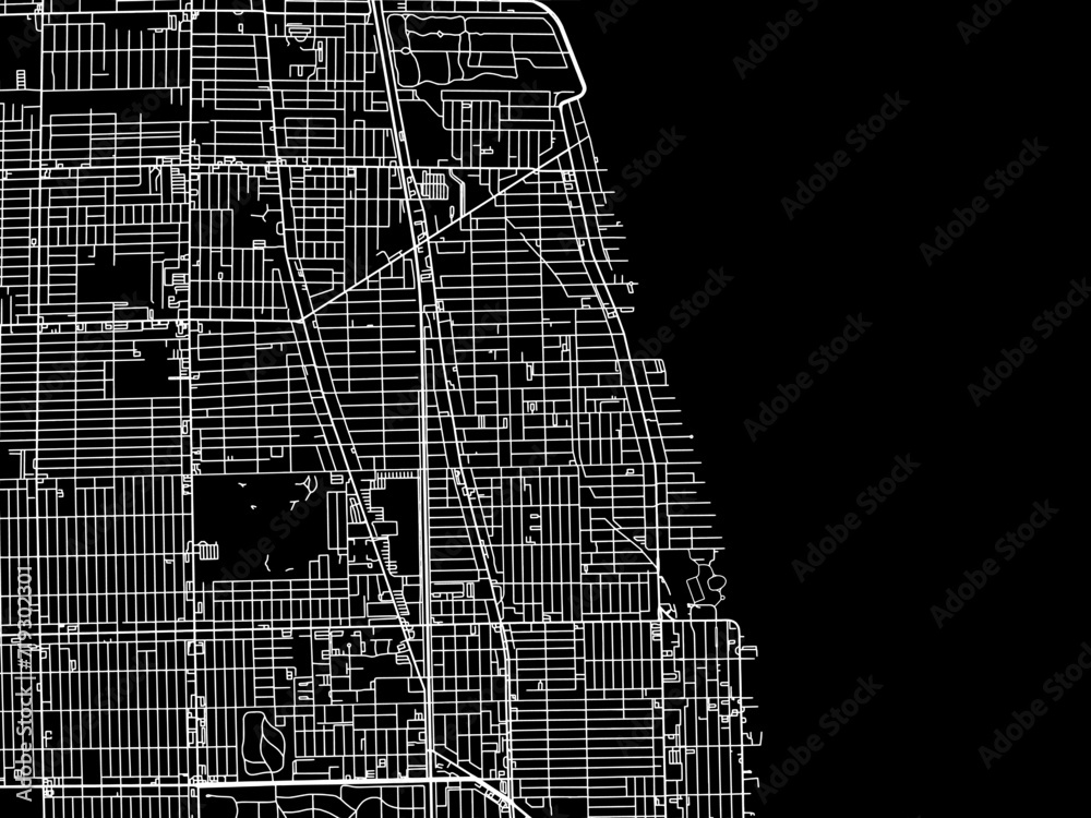 Vector road map of the city of Rogers Park Illinois in the United ...