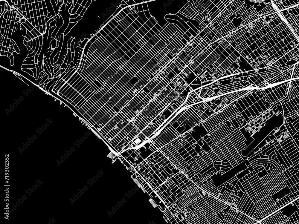 Vector road map of the city of Santa Monica California in the United ...