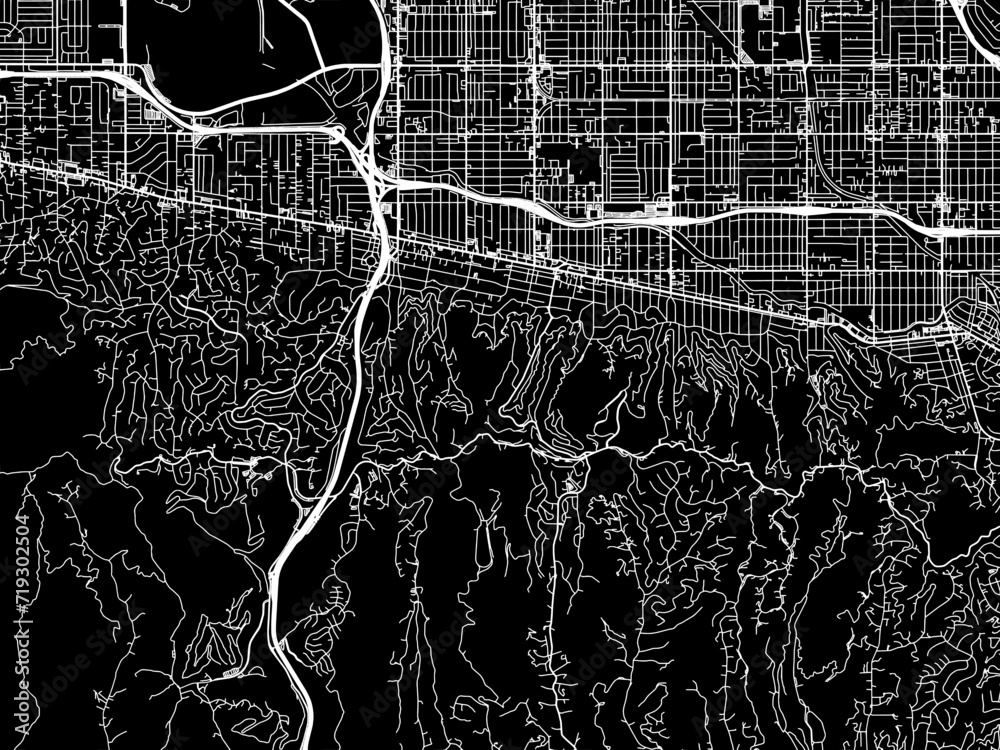 Vector road map of the city of Sherman Oaks California in the United ...
