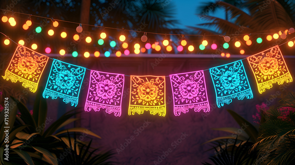 Mexican style realistic isolated neon sign template for invitation ...