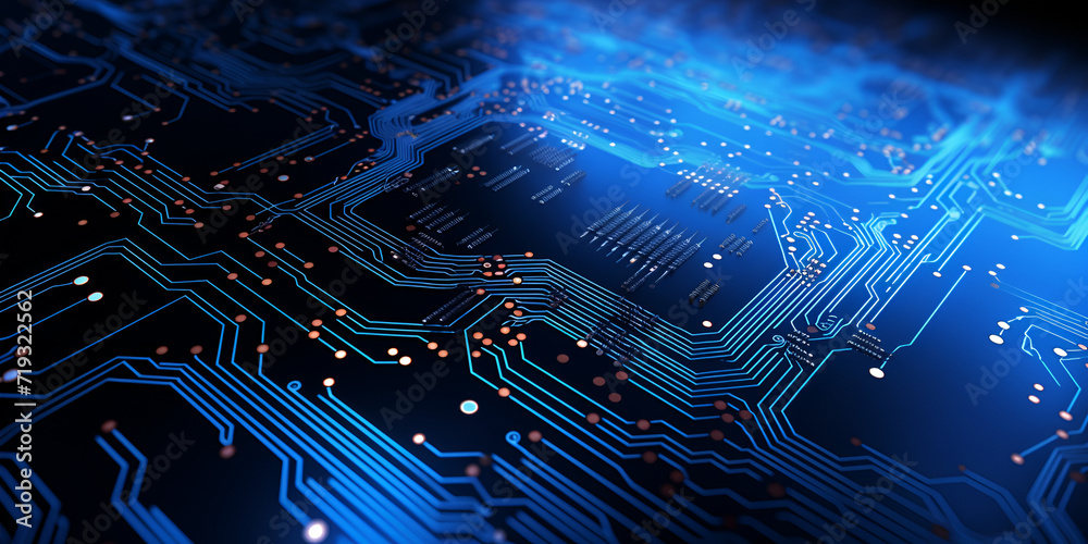 blue circuit board, Blue Chip, Interconnection Interconnected Dots And ...