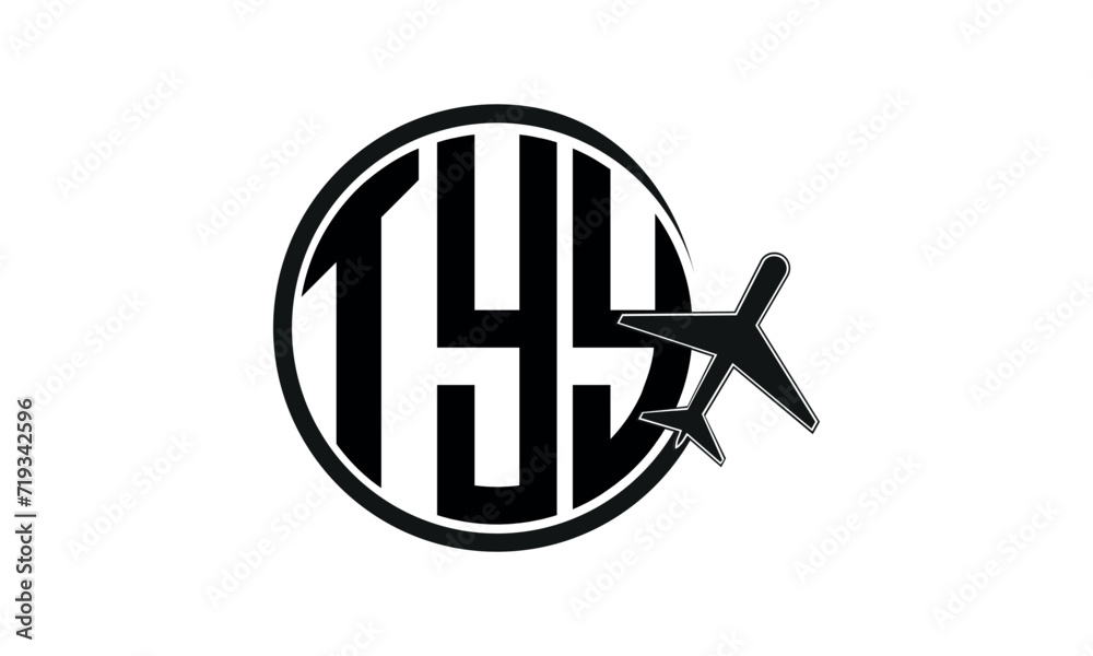 TYY three initial letter circle tour & travel agency logo design vector ...