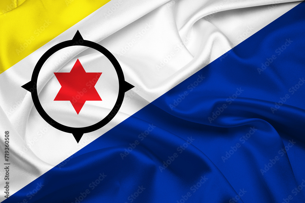 Flag Of Bonaire, Bonaire flag, National flag of Bonaire. Fabric and texture flag of Bonaire ...