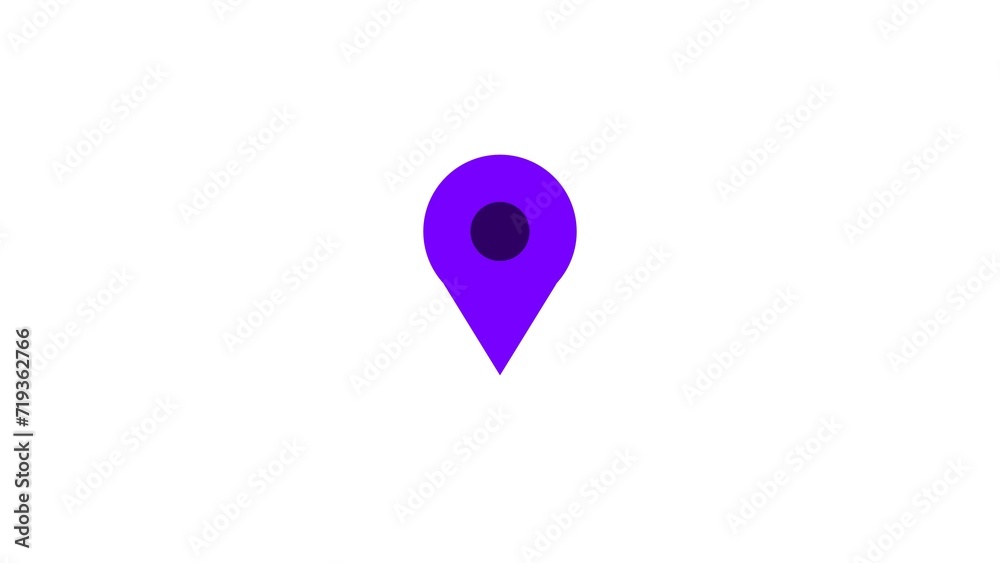 Abstract pin marker location icon purple color illustration. White ...