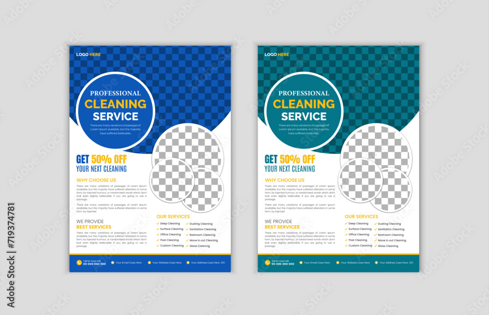 Vector cleaning service flyer poster design template. Cleaning service ...
