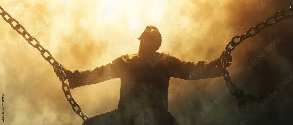Symbol Of Liberation Person Breaking Free From Chains, Embracing ...