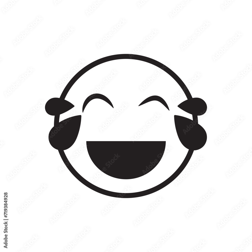 Laughing emoji outline linear icon for UI design. Feelings expression ...