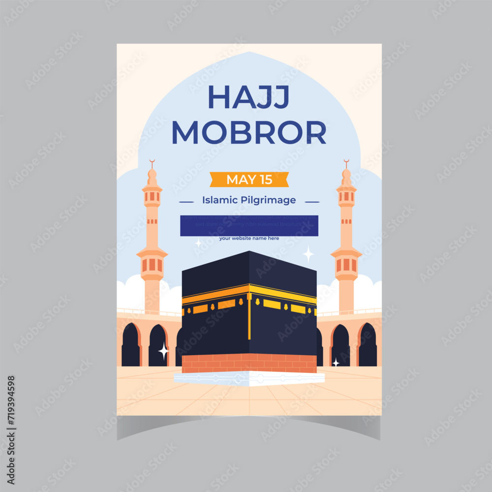 hand drawn hajj celebration landing page vector gradient vertical ...