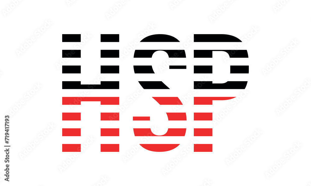 HSP three initial letter iconic line negative space minimal logo design ...